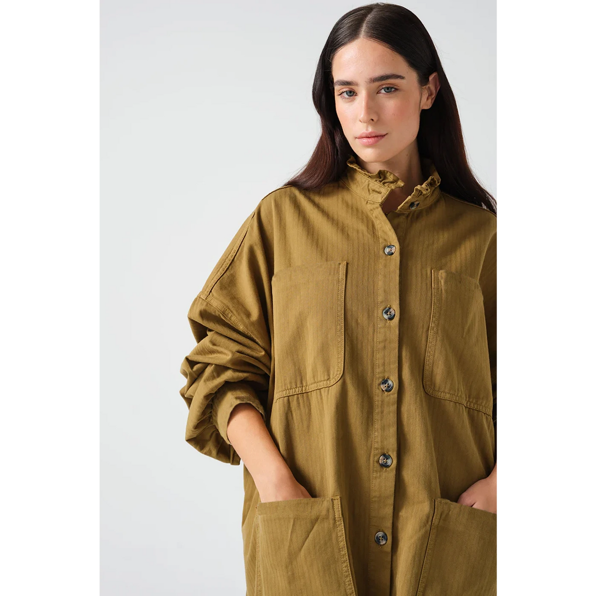 Khaki Oversized Button Down Jacket – Montivo