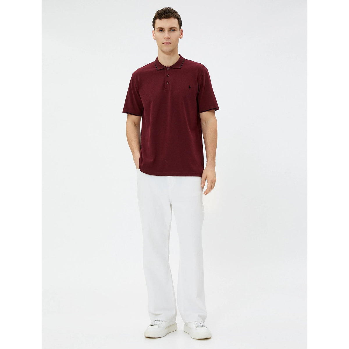 Burgundy Pique Collar Tipping Polo – Montivo