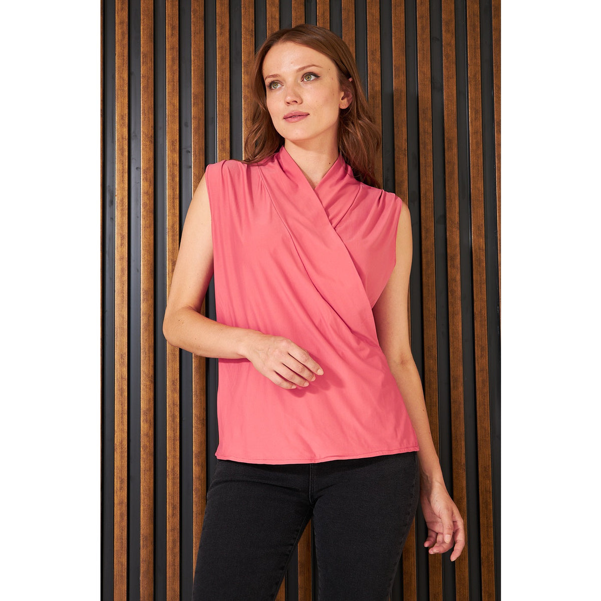 Tangerine Wrap Neck Top – Montivo