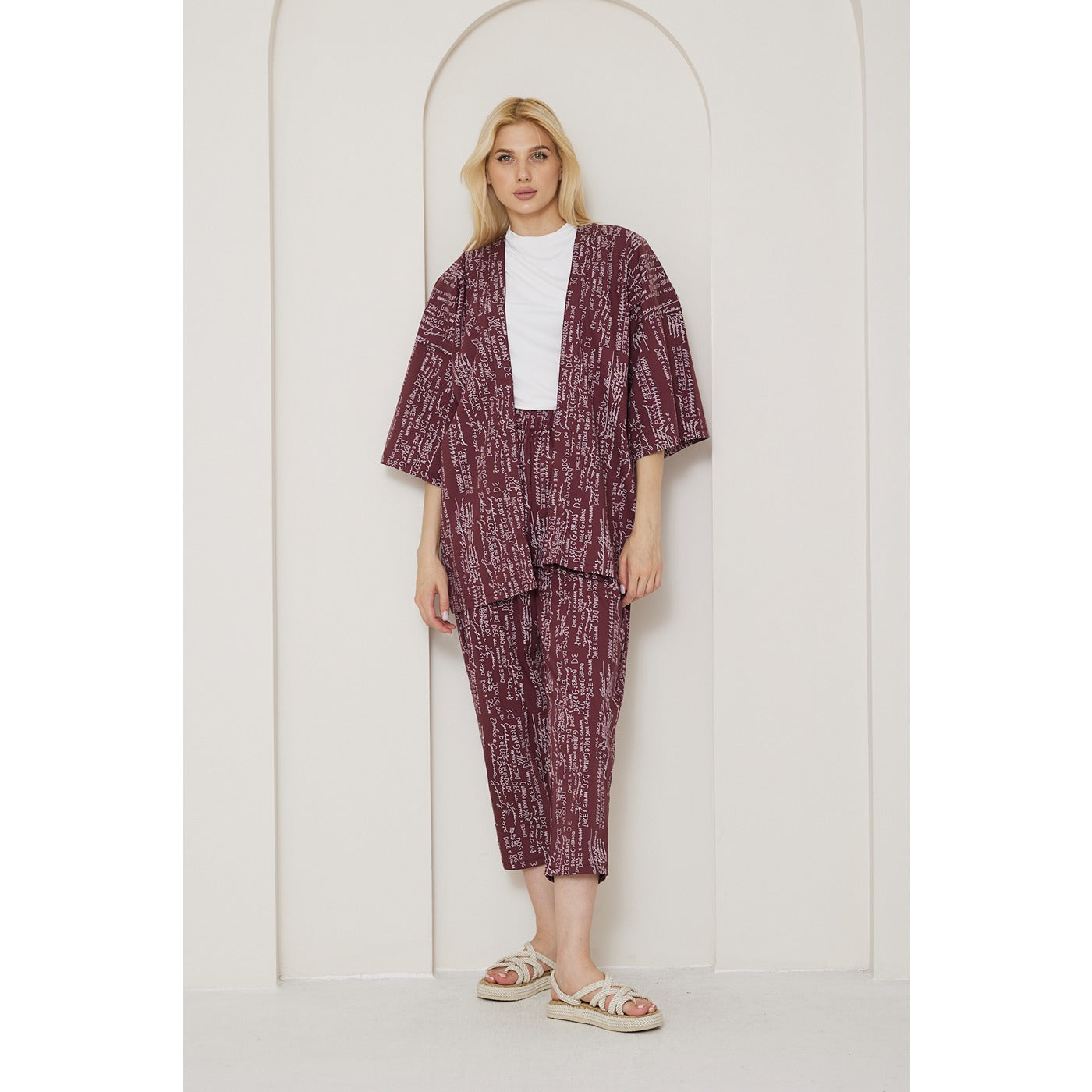 DG Red Printed Kimono Matching Set | Montivo.pk