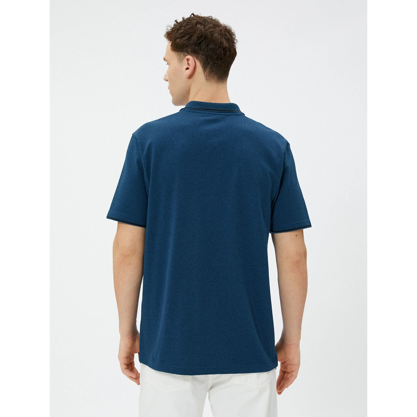 Teal Blue Pique Collar Tipping Polo – Montivo