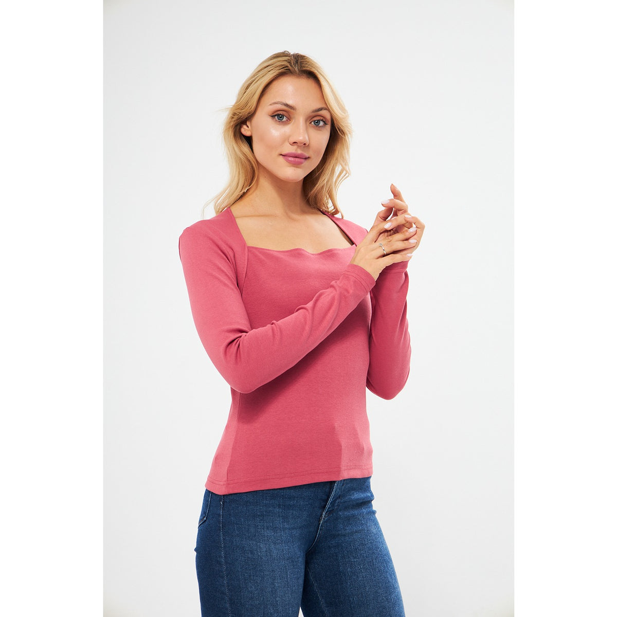 Pink Rib Swan Neck Top – Montivo