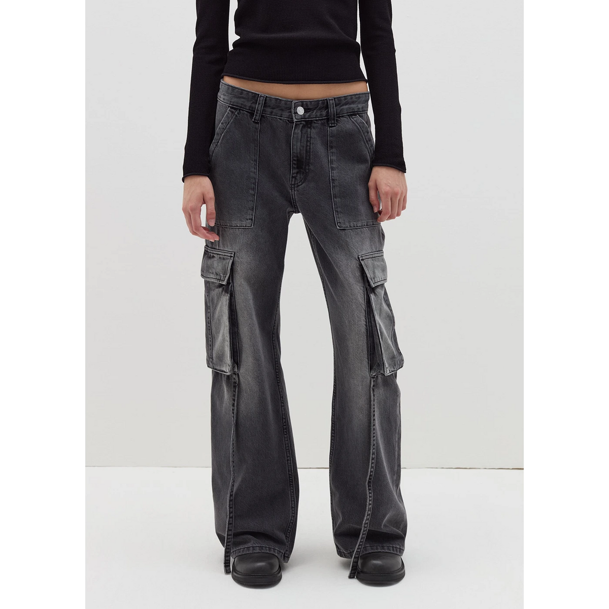 Graphite Grey Acid Wash Cargo Jeans – Montivo