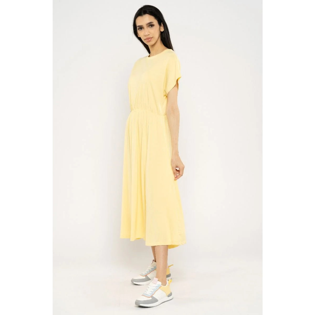 Blueage Yellow Flowy Midi Dress – Montivo